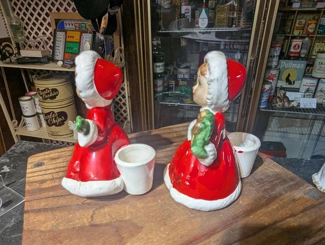 VINTAGE PAIR OF 1950's Lefton Japan Christmas Girls Candle Holders ...