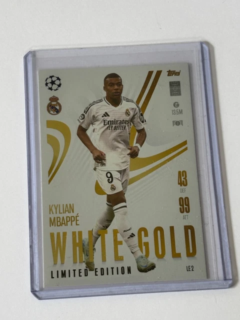 TOPPS KYLIAN MBAPPÉ White Gold Limited Edition Match Attax Extra 2024 ...