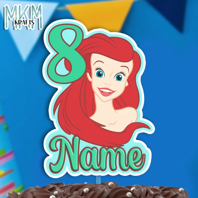 PRINCESS ARIEL PERSONALISED Birthday Cake Topper ANY NAME & AGE Mermaid ...