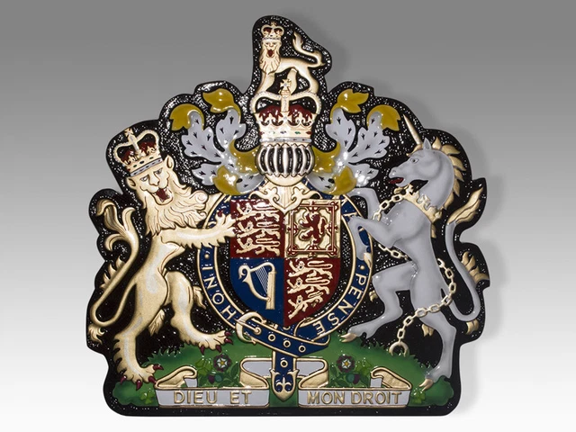 ROYAL COAT OF Arms Dieu Et Mon Droit Mahogany Wood Handmade Plaque Seal ...