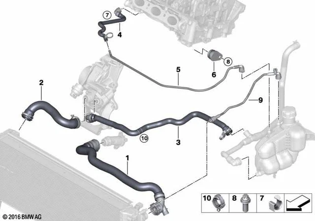 BMW GENUINE RADIATOR Expansion Tank Pipe Fits F45 F45 LCI F46 ...