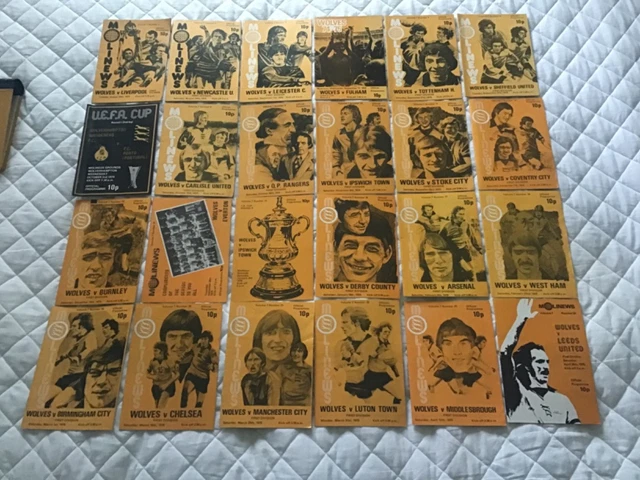 WOLVERHAMPTON WANDERERS HOME Football Programmes 1974-75 Complete Set ...