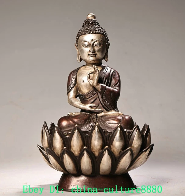 7.8 &NÉPAL TIBET statue de Bouddha Shakyamuni en cuivre pur et argent EUR 222,00 - PicClick FR
