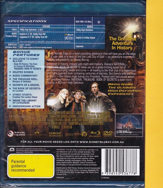 NATIONAL TREASURE 2 : Brand New (Blu-ray + DVD, 2007, 2 Discs, Region B ...