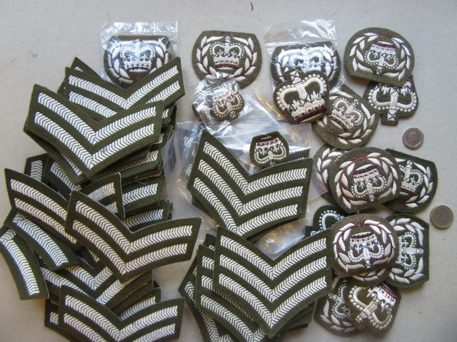 BRITISH ARMY MIXED Rank Badges L/Cpl - Sergeant - WO2, RQMS etc. Job ...