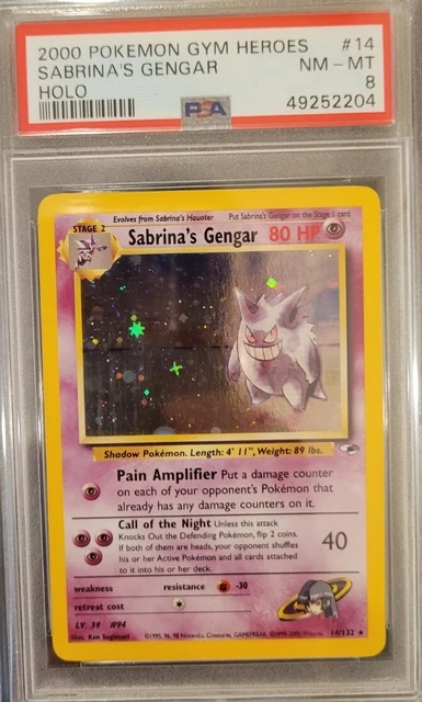 POKÉMON GYM HEROES Sabrinas Gengar #14 Holo PSA 8 EUR 170,25 - PicClick FR