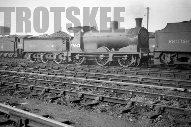 LARGER NEGATIVE BR British Railways Steam Loco 57643 Class 3F-J 1950 ...