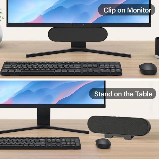 ZETIY USB CLIP-ON PC Speaker Desktop Monitor Mini Soundbar Laptop Plug ...