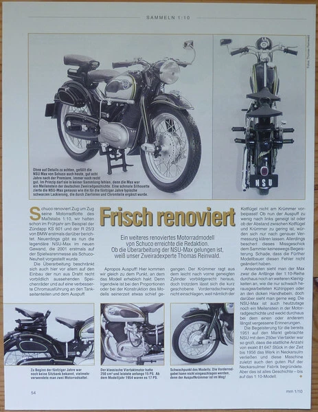MOTORRAD NSU MAX in 1-10 von SCHUCO....ein Modellbericht #1001m EUR 2 ...
