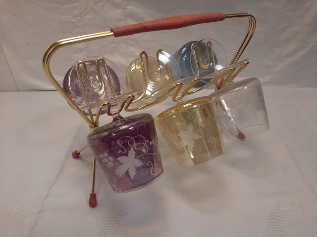 6 BUNTE Cognacgläser mit Ständer Cognacschwenker Likör Gläser 50er/ 60er Jahre EUR 19,99 ...