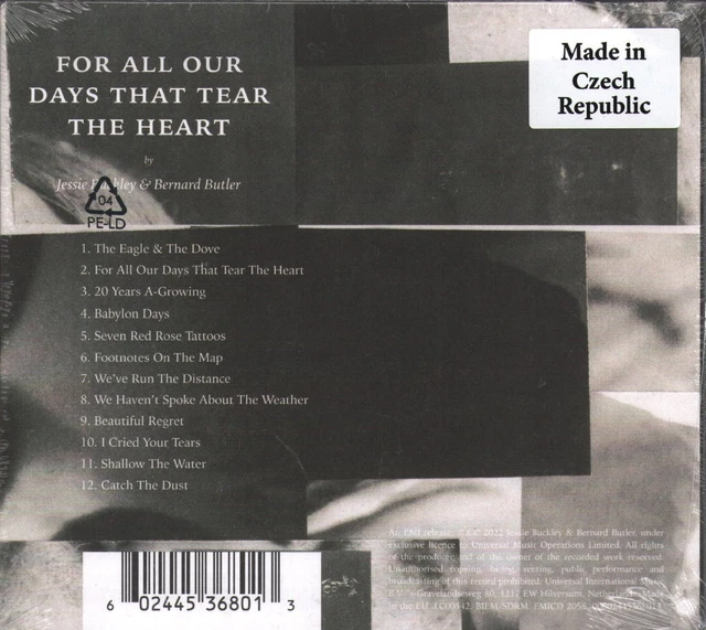 BERNARD BUTLER FOR All Our Days That Tear the Heart CD Europe Emi 2022 ...
