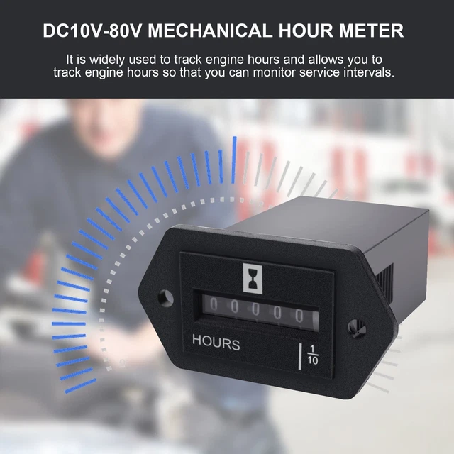 DC10V-80V MECHANICAL HOUR Meter - Hourmeter for Engine Generator Boat ...