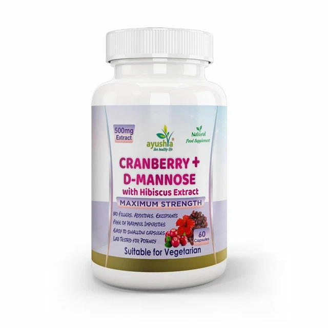 CRANBERRY, D-MANNOSE WITH Hibiscus Extract Capsules UTI Bladder Support ...