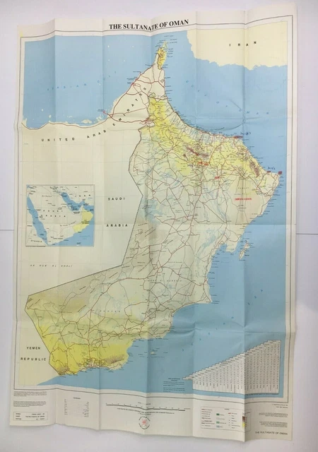 1992 THE SULTANATE of OMAN Sheet Map Scale 1:1,300,000 £12.75 - PicClick UK