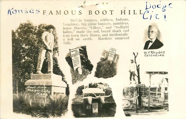C1940 BOOT HILL Views, Dodge City, Kansas Real Photo Postcard/RPPC $9. ...