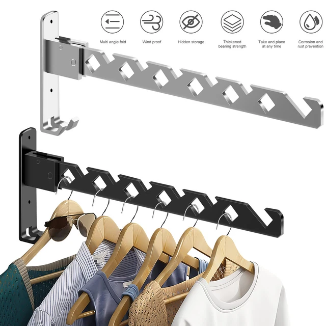 METAL WALL MOUNTED Clothes Drying Rack Foldable Dryer Line Airer In ...