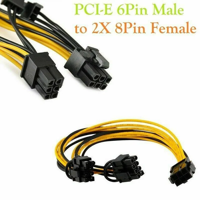 PCI-E PSU 6 pin male to GPU Dual 6+2 pin(6 pin/8 pin) Power Splitter ...