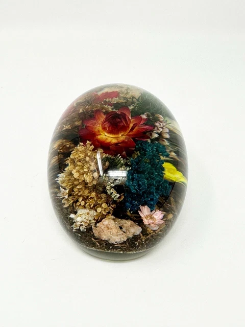 TARAX INFINITY PRODUCTS Paperweight Floral Landscape Lucite Polyquartz ...