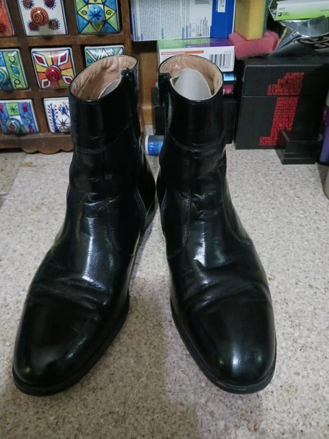 VINTAGE REMBRANT By Barratts San Remo Chelsea Black Full Leather Boots ...