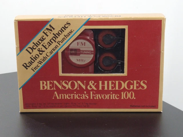 VINTAGE BENSON & Hedges Cigarettes Pocket Radio With ear buds in box ...