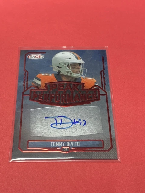 2022 SAGE TOMMY DeVito Peak Performance Red Autograph Rookie Auto RC # ...