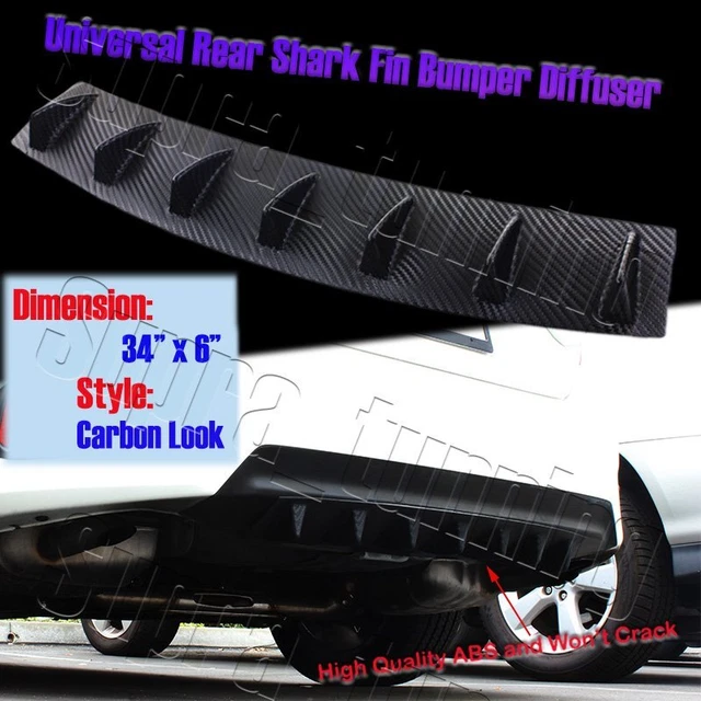 NEW CARBON STYLE Rear Lower Bumper Diffuser Fin Spoiler Lip Wing ...