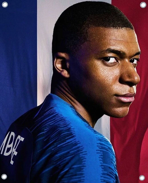 DRAPEAU TRICOLORE GEANT Toile Poster Mbappe Foot Maillot Équipe France ...