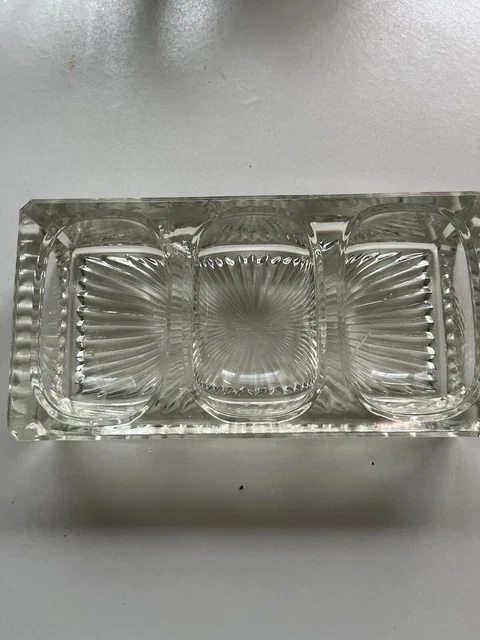 VINTAGE FRANK A Weeks Paragon Molded Glass 3 Slot Inkwell And Pen ...