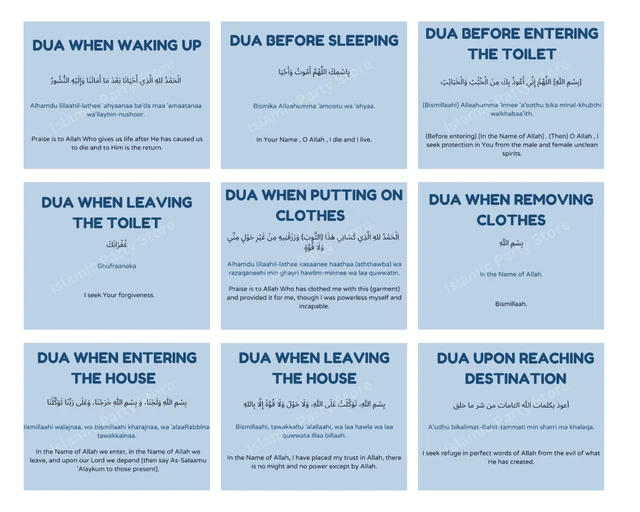 SET OF 10 Islamic Daily Duas Muslim Laminated Poster Flashcard Stick On ...