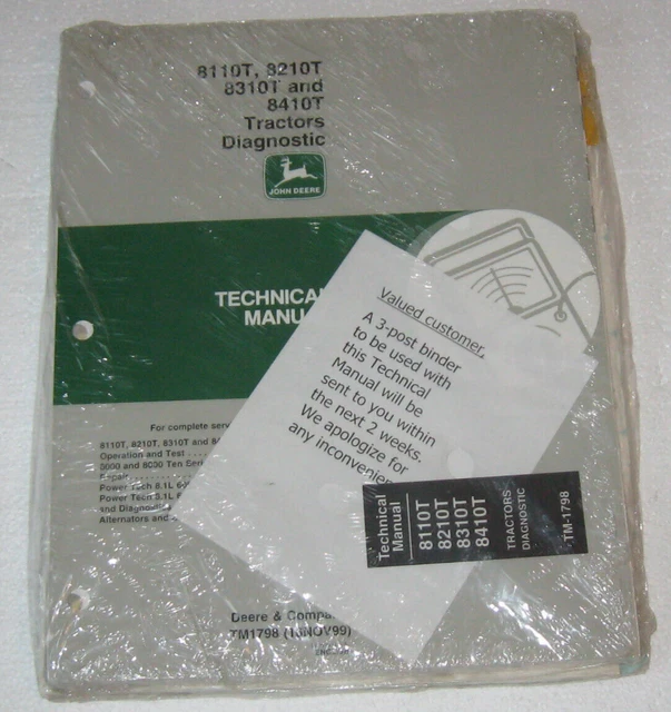 JOHN DEERE 8110T 8210T 8310T 8410T Tractor Technical Diagnostic Repair ...