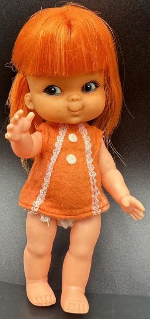 VINTAGE JAPAN SHIBA Big Eye Orange Hair Girl Vinyl Jointed Doll Chika ...