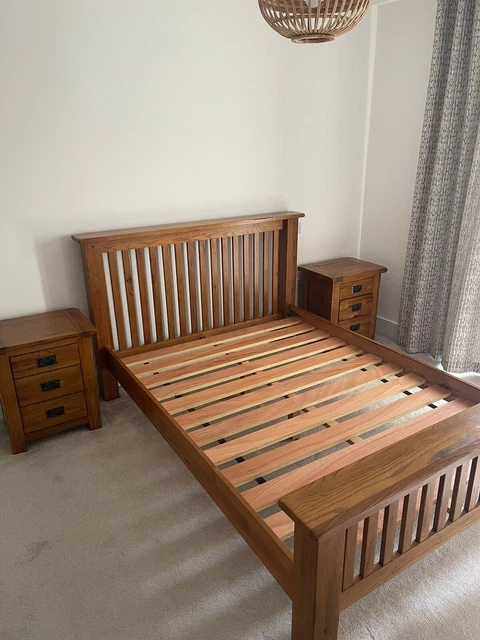 SOLID WOOD BENSONS for beds Toulouse Double bedframe and bedside tables ...