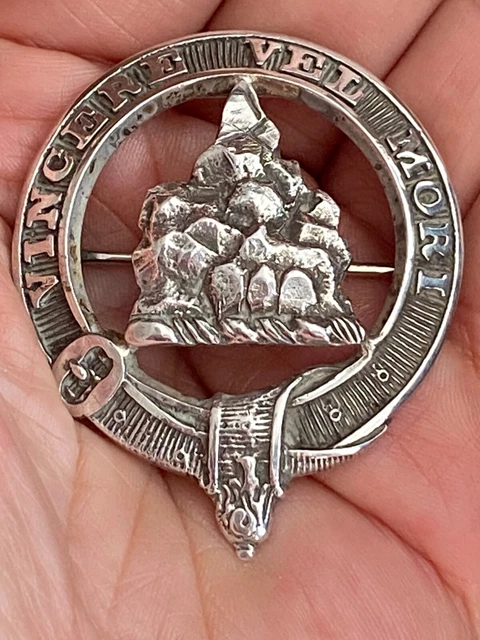 ANTIQUE RARE 1924 Large Silver Clan Crest MacNeil Badge Pin Edinburgh ...