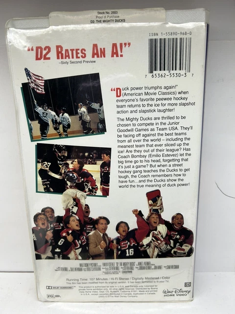 WALT DISNEY D2: The Mighty Ducks VHS Video Tape Preowned Untested ...