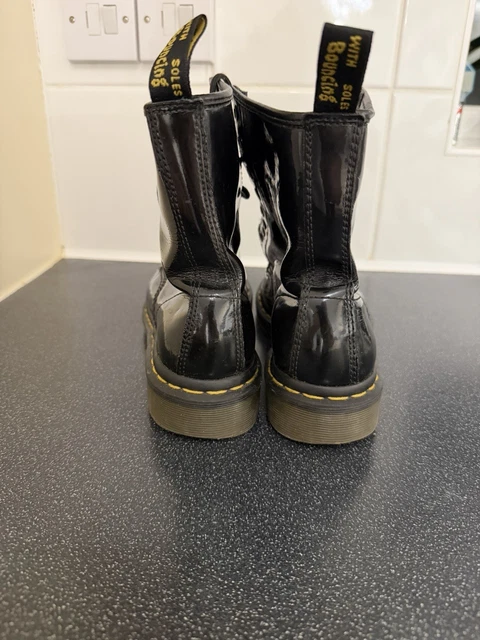 DR. MARTENS BLACK Patent Leather Lace-Up Ankle Combat Boots UK 6 £37.09 ...