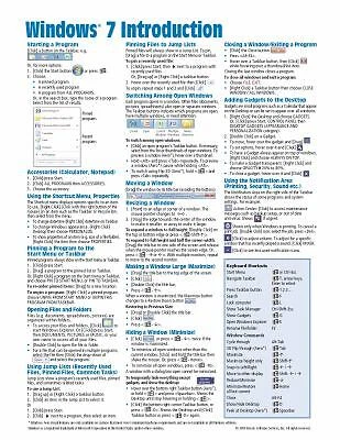 WINDOWS 7 QUICK Reference Guide Cheat Sheet of Instructions, Tips $10. ...