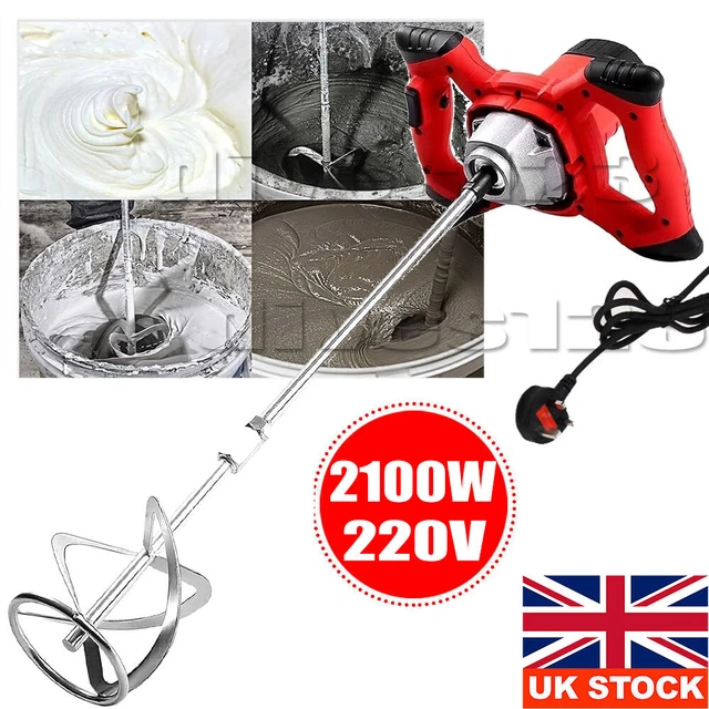 ELECTRIC PLASTER PADDLE Mixer Drill Mortar Paint Cement Stirrer Whisk 6 ...