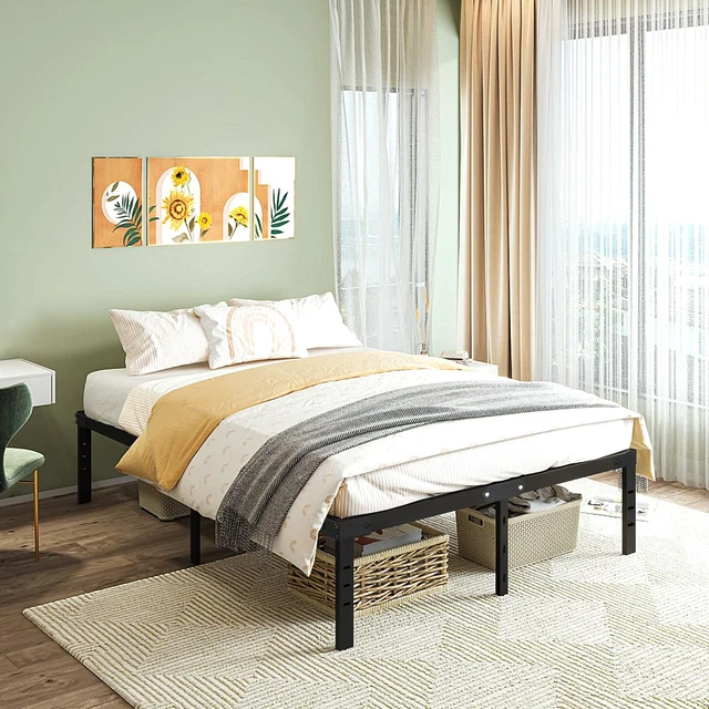 METAL BED DOUBLE Frame Storage Mattress 4ft6 Iron Under-bed with ...