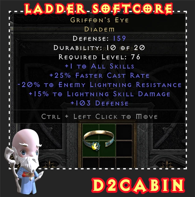 DIABLO 2 D2R SC💥Ladder💥Griffon Griffon's Eye Unique Diadem💥PC/SWITCH/PS ...