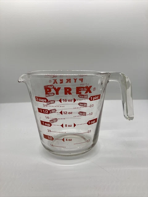 VINTAGE PYREX 2 Cup 500ml 1 Pint Measuring Cup Red Lettering Made In ...