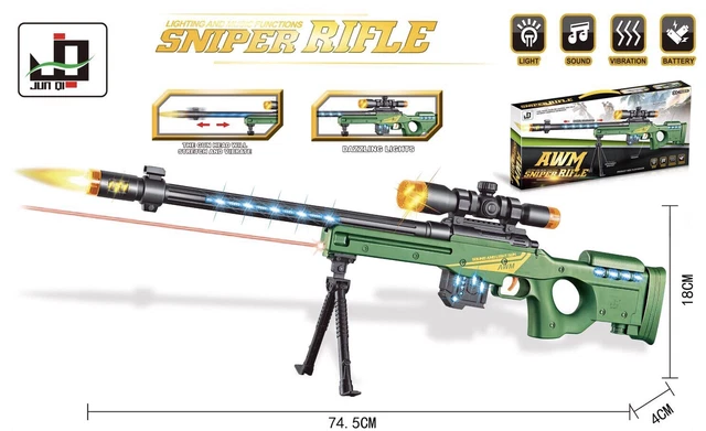 KIDS TOY AWM Gun Sniper Rifle Light Vibration Sound Effect 75 cm Long ...
