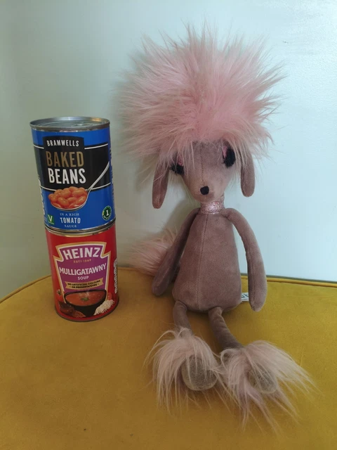JELLYCAT SWELLEGANT PENELOPE Poodle Grey Velour Puppy Pink Fluffy Hair ...
