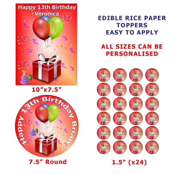 PERSONALISED 13TH BIRTHDAY Cake And Cupcake Toppers On Edible Rice Paper 2 65 PicClick UK personalised-13th-birthday-cake-and-cupcake-toppers-on-edible-rice-paper-2-65-picclick-uk
