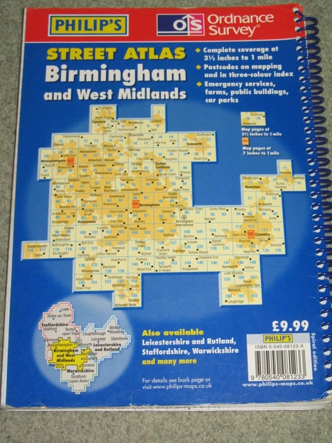 B'HAM & WEST Midlands Street Atlas par Philips/Ordnance Survey, 2002 ...