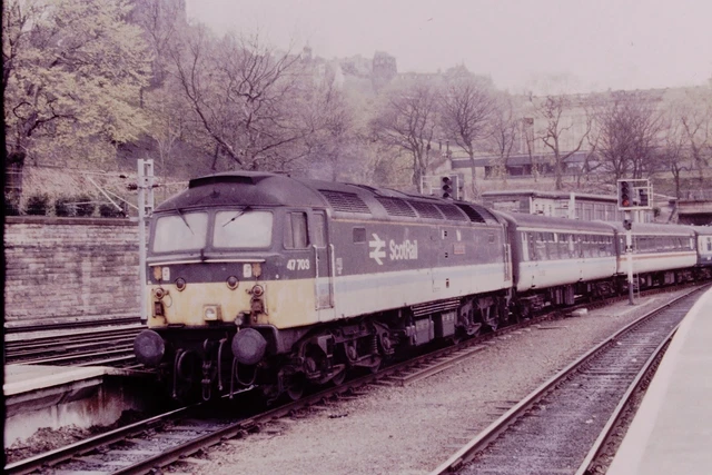 BRITISH RAIL BR Diesel Electric Loco Scotrail 47703 Railway Slide 1509 ...