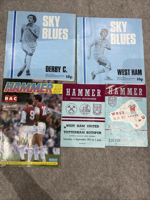 WEST HAM UNITED Bundle Of Football Programmes X 5 Various 1973 -1990 £5 ...