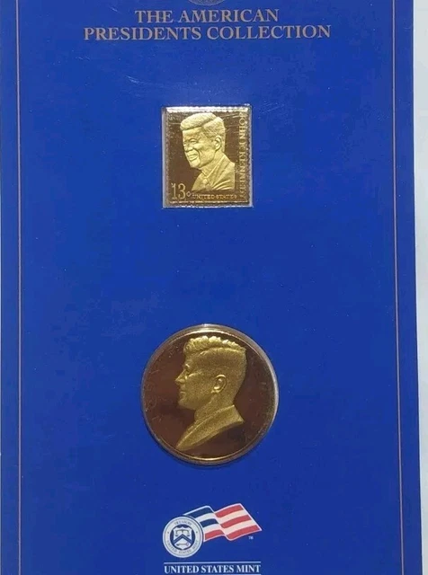 US MINT AMERICAN President John F Kennedy 24K Gold Plated .925 Stamp ...