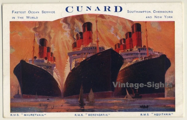 CUNARD: R.M.S. MAURETANIA - Berengaria - Aquitania (Vintage PC 1920s ...