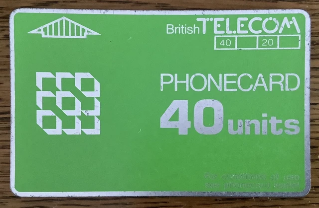 VINTAGE 1990S BT (British Telecom) 40 Unit Green Phone Card Classic ...