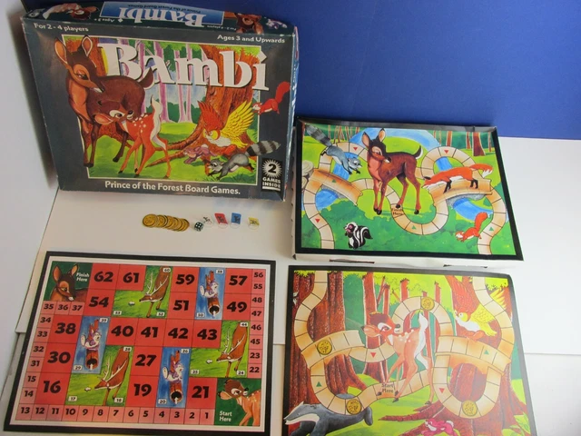 VINTAGE OLD COMPLETE DISNEY BAMBI BOARD GAME BOXED universal games 91M ...